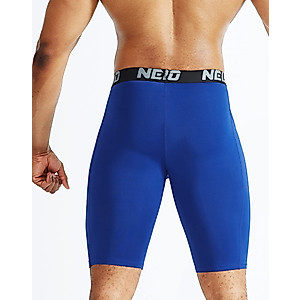 NELEUS Men's 3 Pack Compression Shorts with Pockets Dry Fit Yoga Running Shorts,6063,Black/Grey/Blue,US 2XL,EU 3XL