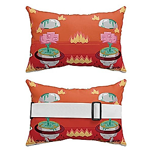 Recliner Head Pillow Ledge Loungers Chair Pillows with Insert Cartoon Cup Volcano Fire Graffiti Orange Red Texture Lumbar Pillow with Adjustable Strap Patio Garden Cushion for Sofa Bench Couch, 2 PCS