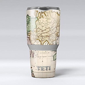 Design Skinz The Vintage Grand Ocean Map - Skin Decal Vinyl Wrap Kit Compatible with The Yeti Rambler Cooler Tumbler Cups