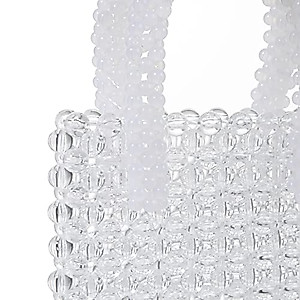 YUSHINY Women Transparent Acrylic Beaded Top-Handle Clutch Vertical Evening HandBag for Wedding Party