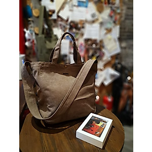 Canvas Tote Bag Casual Medium Crossbody bags for Women Hobo Shoulder Bag for Daily School Work Travel (Brown)