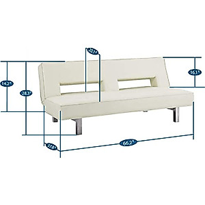 Naomi Home Black Futon Sofa Bed, Faux Leather Futon Couch, Black Sofa Bed Couch Convertible with Wooden Legs, Pull Out Sofa Bed, Reclining Small Couch Bed, Folding Futon Bed for Living Room