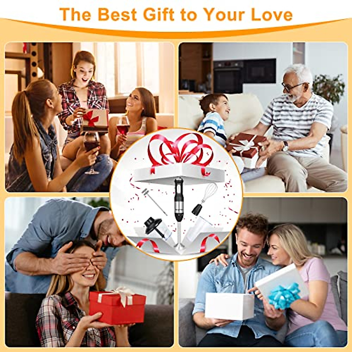 Keylitos 5 in 1 Immersion Hand Blender Mixer, [Upgraded]1000W Handheld Stick Blender with 800ML Beaker,600ML Chopper,Whisk and Milk Frother for Smoothie,Baby Food,Sauces Red,Puree,Soup