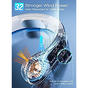 BKDRL Neck Air Conditioner Portable, Antinanco Upgraded 3 Turbo 1X Cooling Plate Portable Neck Air Conditioner Fan, 6000 mAh Neck Fans Portable Rechargeable, 3 Speeds Neck Cooler (White-J01)