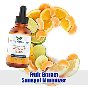 Vitamin C Serum with Aloe Vera & Vitamin E, Anti-Oxidant, Anti Wrinkle, Anti Aging, Skin Nourishment Day and Night Boost Collagen Production Fine Lines Soothing Hydration 2oz