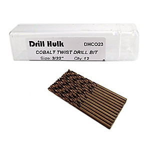 3/32-Inch Cobalt Steel M35 Jobber Length Twist Drill Bits for Hard Metal, Stainless Steel, Pack of 12