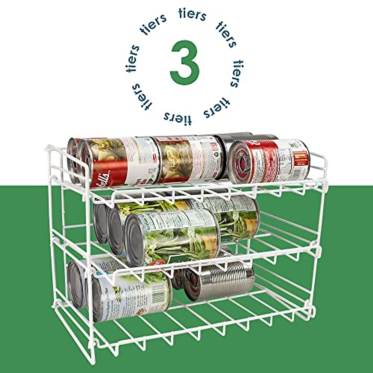 Home Basics Can Rack Organizer Food Storage Canned Food Soda Can Dispenser for Cabinet or Refrigerator White