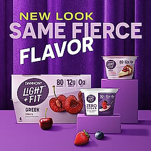 Dannon Light + Fit Greek Nonfat Yogurt, Cherry, Gluten-Free, 5.3 oz., 4 Pack