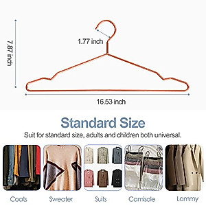 SPECILITE Metal Hangers 30 Pack Heavy Duty, Strong Wire Clothes Hangers with Notches, Space Saving Hangers Bulk for Standard Size Coats, Shirts, Suits, Pants, Shiny Rose Gold