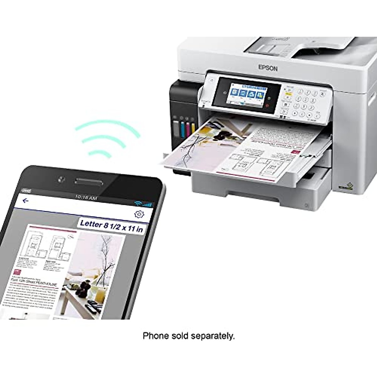 Epson EcoTank Pro ET-16600 Wide-Format All-in-One Supertank Wireless Color Inkjet Printer, White- Print Copy Scan Fax - 4.3" LCD, 25 ppm, 4800 x 1200 dpi, 13 x 19, Auto 2-Sided Printing, 50-Sheet ADF
