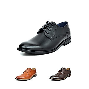 Bruno Marc Men's Prince-16 Black Leather Lined Dress Oxfords Shoes Size 9 M US