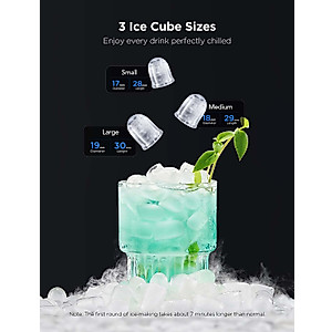 GoveeLife Smart Ice Maker Countertop, Portable Ice Machine with Voice Control, 9 Ice Cubes in 6 Minutes 3 Sizes, 26lbs/24Hrs, Self Cleaning RGB Lights, Quiet Ice Maker with Scoop for Kitchen Silver
