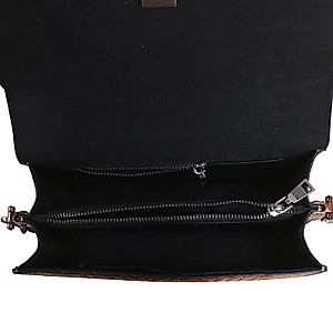 Genuine Leather Handbags for Women Retro Handmade Small Satchel Purse Luxury Top Handle Real Leather Embossed Design Crossbody Bag (Brown)