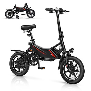 LEADZM Electric Bike for Adults,14" Folding Electric Bicycle 350W 36V 6AH Battery w/Dul Shock Absorber, Foldable Commuter City Ebike for Adults/Teens,Dual Disc Brakes,Throttle&Pedal Assist