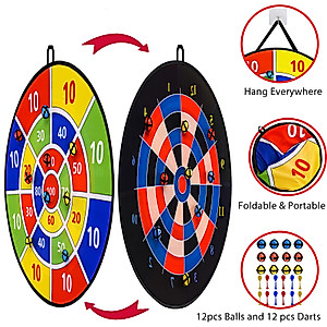 29"/73cm Dart Board with 12 Balls and 12 Darts, Board Games for Kids 4-6-8-12, Stocking Stuffers for Kids Boys Teen, Kids Toys Carnival Games for Indoor Outdoor (Dartboard with 12 Balls 12 Darts)