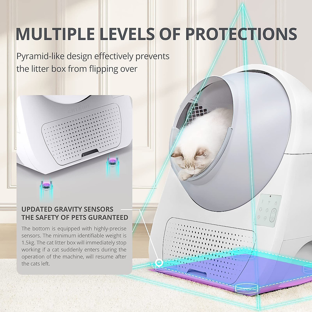 boqii Cat Litter Box Self Cleaning, WiFi Enabled APP Remote Control for Multiple Cats Secure, 13L Ultra-Large Waste Box,Quiet Self-Cleaning Cat Litter Box (Grey)