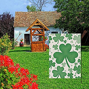 Bravilan St. Patrick's Day Garden Flag Vertical Double Sided Irish Green Shamrock Garden Flag, St Patricks Day Holiday Yard Home Outdoor Decoration 12.5 x 18 Inch