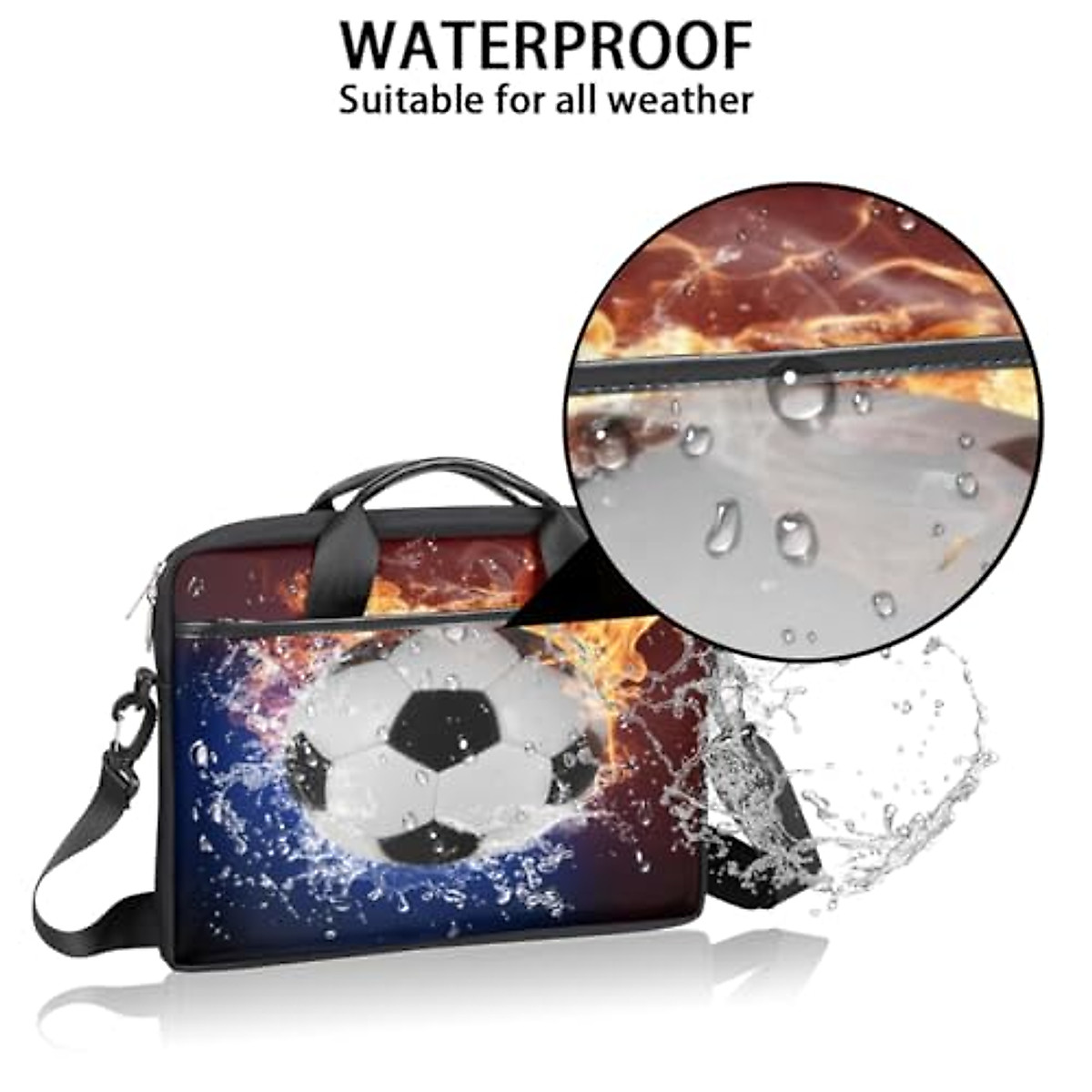 Soccer Fire Laptop Computer Bag Waterproof Shoulder Messenger Bag 13-15 inch Durable Laptop Tote Bag with Shoulder Strap Handle Lightweight Crossbody Briefcase
