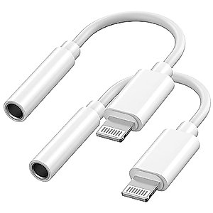 2 Pack [Apple MFi Certified] Lightning to 3.5 mm Headphone Jack Adapter, iPhone 3.5mm Headphones Earphones Jack Aux Audio Adapter Dongle for iPhone 14 13 12 11 Pro Max XS XR X 8 7 iPad, Support iOS 16