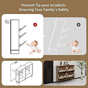 Woenei Shoe Cabinet with Flip Drawers-Modern Rattan 2-Tier Shoe Storage Organizer Cabinet,Freestanding Wood Shoe Rack with 4 Drawers for Bedroom,Mudroom,Entryway,Living Room (Walnut Brown_4 Drawers)