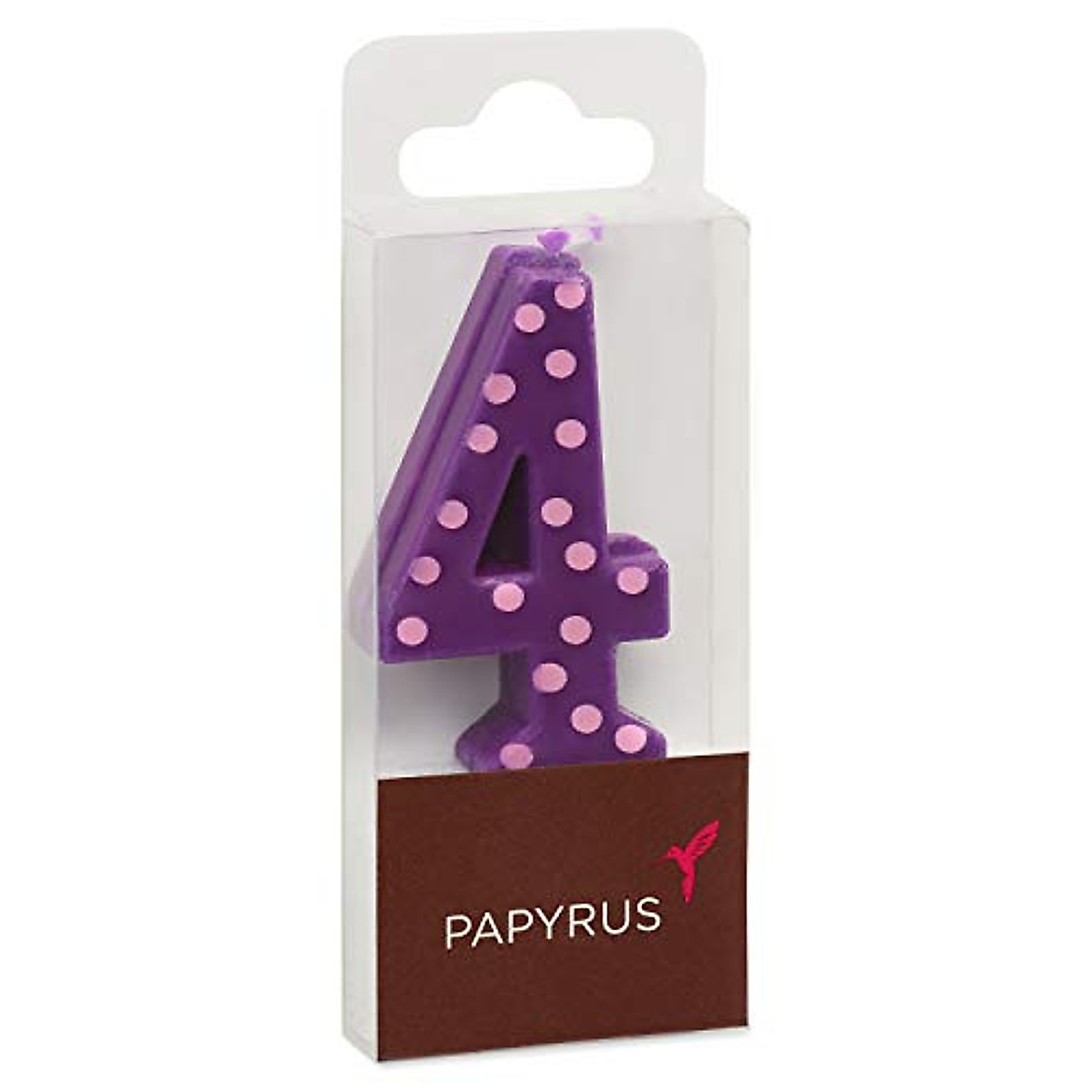 Papyrus Number 4 Birthday Candle, Purple Polka Dots (1-Count)