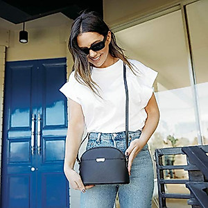 Emperia Ava Small Cute Saffiano Faux Leather Dome Crossbody Bags Shoulder Bag Purse Handbags for Women Black