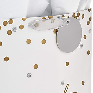 Hallmark All Occasion Gift Bags Assortment with Tissue Paper - Black and Gold (Pack of 3, 2 Large 13" and 1 Medium 9" for Anniversaries, Weddings, Birthdays, Holidays and More)