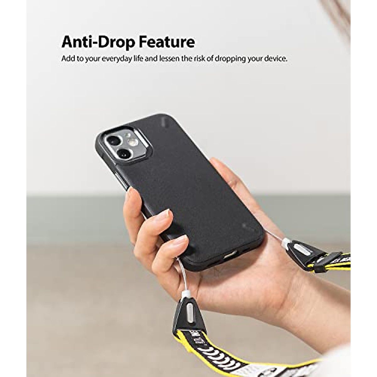 Ringke Shoulder Strap [Phone Lanyard] Designed for Camera Strap and Phone Strap, Adjustable Sturdy Universal Crossbody Strap Compatible with Camera and Phone Case - Ticket Band Black