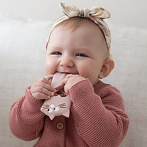 SAMiGO Baby Teething Toys Silicone Teether Rings for 0-6 and 6-12 Months Baby Chew Toys for Infant Boys and Girls - White Bunny