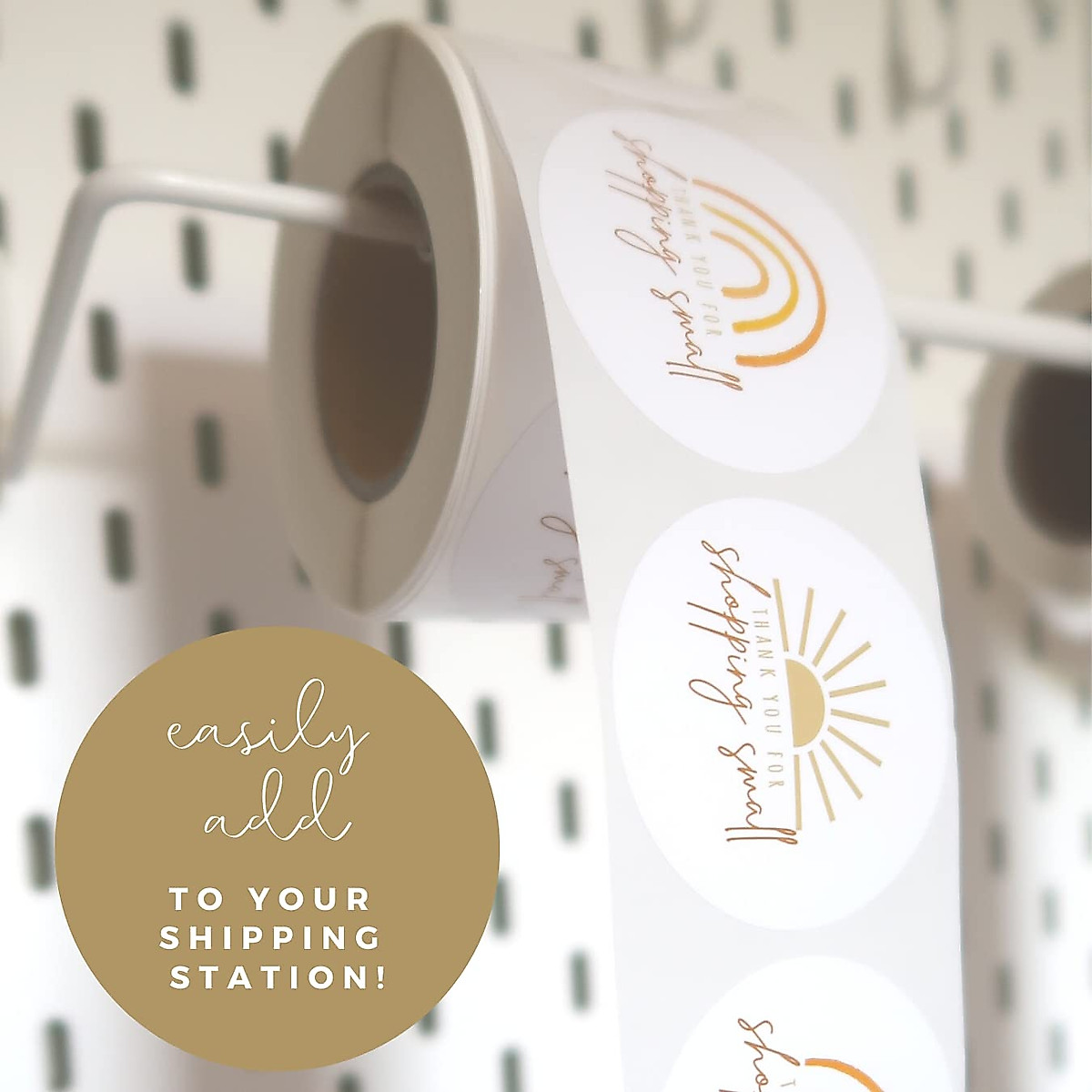 Lain & Lou 2 Inch Thank You Stickers [Roll of 500], Boho Rainbow Design for Small Business Packaging Supplies