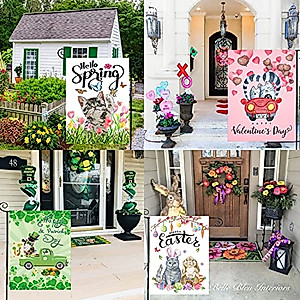 CDLong Welcome Cat Seasonal Garden Flags Set of 11 Double Sided 12 x 18 Inch Yard Flag,small garden flags for outside, Christmas Spring Seasonal Flag for Outdoor Holiday Decorations
