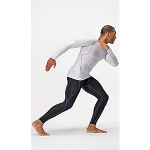 DEVOPS 3 Pack Men's UPF 50+ Long Sleeve Compression Shirts, Water Sports Rash Guard Base Layer, Athletic Workout Shirt (Medium, White/White/White)