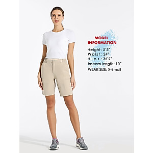 Willit Women's 10" Hiking Cargo Shorts Stretch Golf Active Long Shorts Quick Dry Outdoor Summer Shorts Deep Gray M