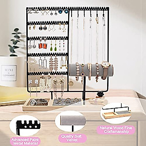 Jewelry Organizer Stand, Earring Holder Organizer with 108 Holes, Jewelry Stand with Bracelet Holder, Jewelry Holder that Can Store Necklaces Rings Earrings Watches Bracelets, Suitable Gifts for Women