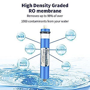 Huining Reverse Osmosis Membrane RO Membrane Housing Kit with 1/4 Quick Connector,Check valve,Water Pipe,Wrench Whole Set for Residential Household Hospital Water Filtration System (75GPD)