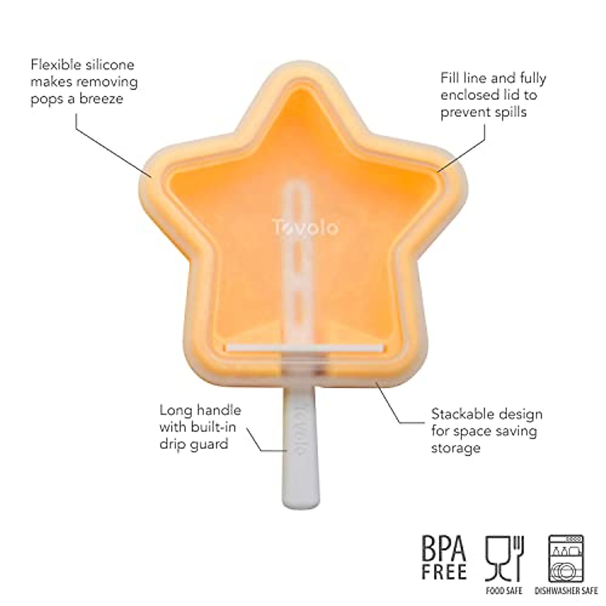 Tovolo Stackable Star Pop Molds Set of Four for Making Mess-Free Frozen Treats