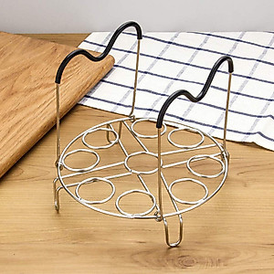 Steamer Cooling Rack Trivet Accessory Set, Include 9-holes Egg Steamer Cooking Rack with Heat Resistant Silicon Handles & Compatible for 6, 8 Quart Pressure Cooker Trivet, Instant Pot Accessories