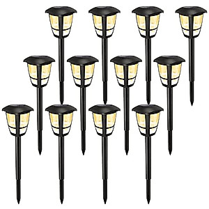 MAGGIFT 12 Pack Solar Powered Landscape Lights Outdoor Pathway Lights, Waterproof Solar Garden Lights for Lawn, Patio, Yard, Walkway, Deck, Driveway, Warm White