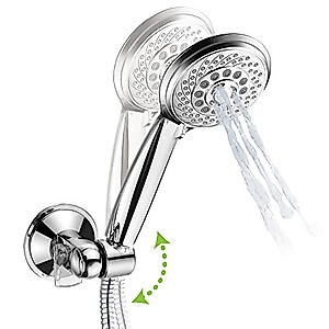 HotelSpa Universal Angle-Adjustable Hand Shower Wall Bracket for Easy Reach/Perfect Angle Fits ANY SHOWER! Patented Push-Lock provides Superior Suction Power. Self-Adhesive Slide-in Holder included