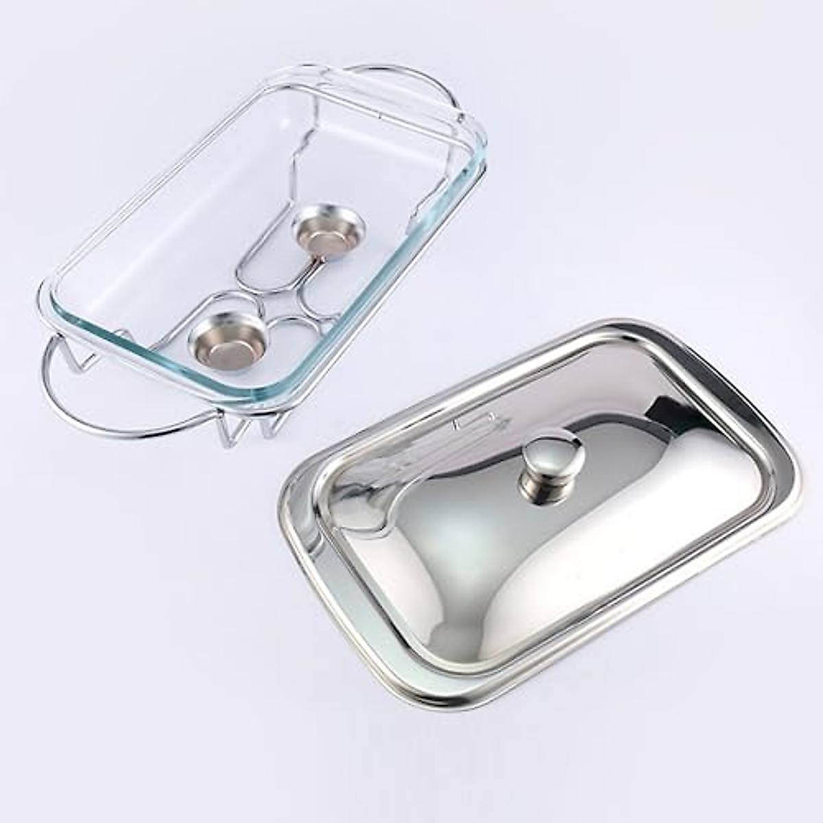 TUOJINRUIDA Gold Frame Chafing Dish Buffet Set - 2.0L x 4 Pack Elegant Warmer Server with Dual Fuel Holders Rectangular Food Warming Tray Gold