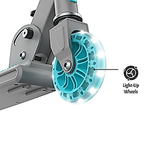 Jetson Scooters - Leo Kick Scooter (Blue) - Collapsible Portable Kids Push Scooter - Lightweight Folding Design with High Visibility RGB Light Up LEDs Wheels and Adjustable Height Handlebars