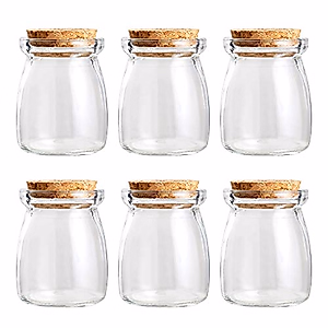 Magic Season Decorative Glass Bottles with Cork Stopper (3.3 oz. Pudding Bottles / 6 Pcs)
