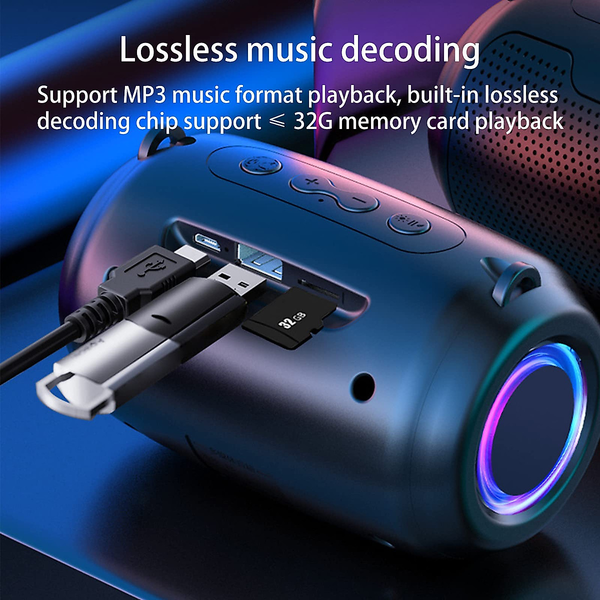 Bluetooth Speakers Colorful Streamer Portable Subwoofer Speakers Bluetooth Wireless with Wired Mode Fm Radio HiFi Sound Quality Mp3 Play Long Standby Wireless Speaker Outdoor Speaker Cool Gadgets