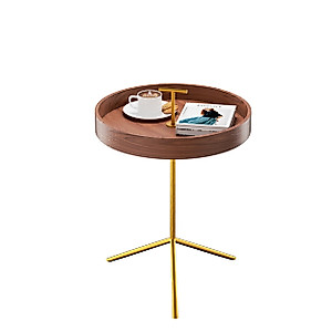 Round End Table, Nightstand Modern End Table for Living Room Bedroom Office Small Spaces, Easy Assembly Bedside Table (Brown)