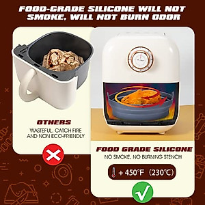 Grihot air fryer liners silicone 2+1 Pack fryer silicone liners, Holds 3 to 5 QT, Replacement Flammable Parchment, Reusable Baking Pan Oven Accessory, Royal Brown + Dark Sea Blue