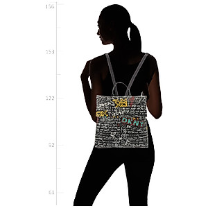 DKNY Women's Multipurpose Fashion Backpack, Black Iconic Graffiti Tilly, One Size