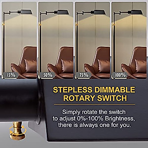 RAYINIGHT Dimmable LED Pharmacy Floor Lamp for Living Room, Full Range Dimming Bedroom Floor Lamp, Adjustable Height Standing Lamp for Bedroom with 350° Swing Arm for Reading, Living Room, Office