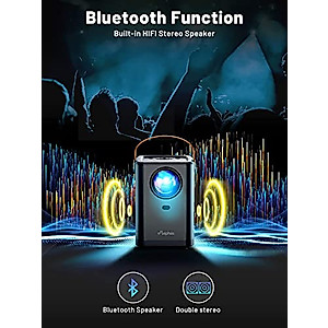[2022 Upgraded] Mini WiFi Bluetooth Projector, ELLEPHAS 1080P Full HD Supported Movie Projector, Home Theater Projector with 100" Projector Screen & Zoom, Compatible with Android/iOS/PC/TV Stick/PS4