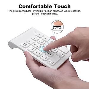 TRELC Wireless Numeric Keypad and Mouse Combo, Mini 2.4G 18 Keys Number Pad with Silent Mouse, Financial Accounting Data Entry Numpad Keyboard Extensions for Laptop, PC, Desktop, Notebook (White)