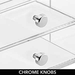 mDesign 2 pc. Set Stackable Eyeglass Organizer Holder for Sunglasses, Eyeglasses, Reading Glasses - 2 Divided Drawers, Clear